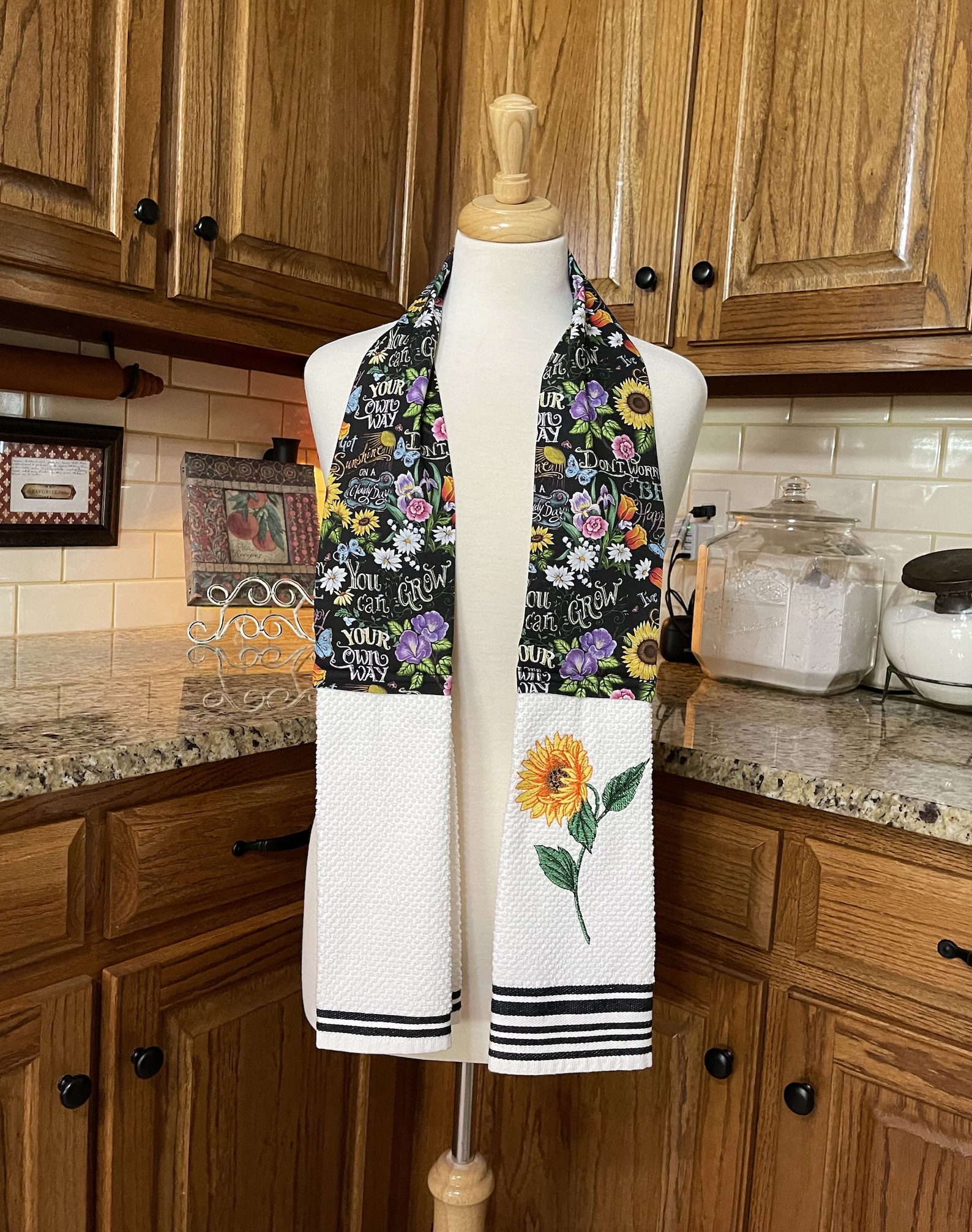 Sunflower Kitchen Boa, Baking Kitchen Boa, Cooking Apron, Floral Towel ...