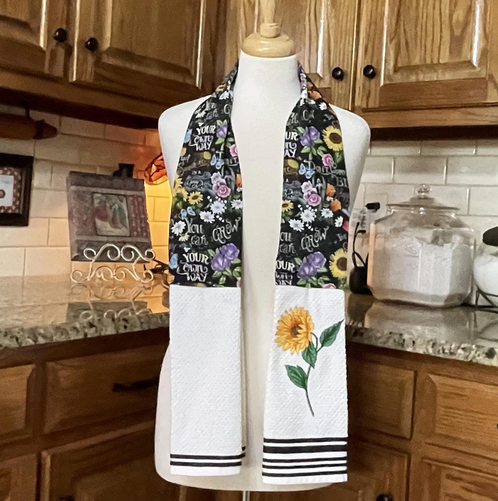 Sunflower Kitchen Boa, Baking Kitchen Boa, Cooking Apron, Floral Towel ...