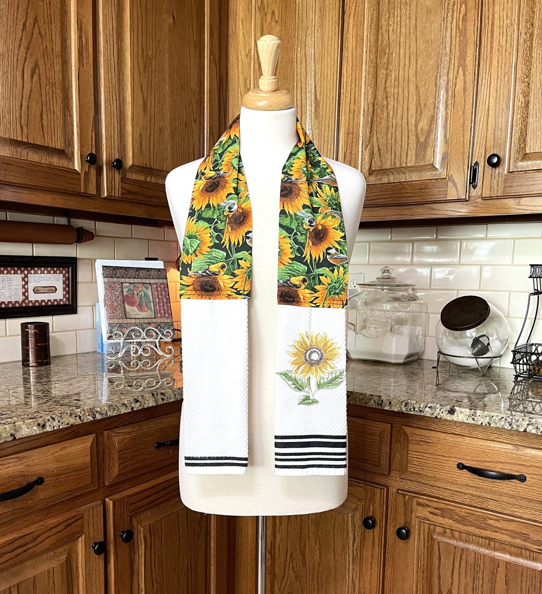 Sunflower Boa Kitchen Towel, Baker Gift, Wearable Towel, Floral Kitchen ...