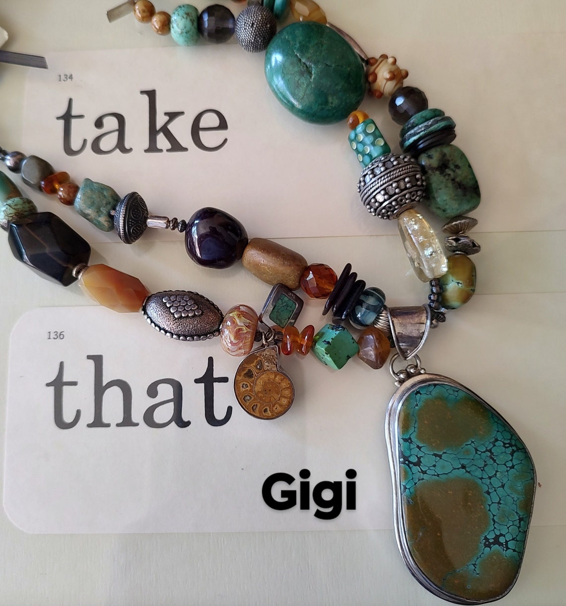 Beaded Necklace. Custom Designer Turquoise One of A Kind Neck Art ...