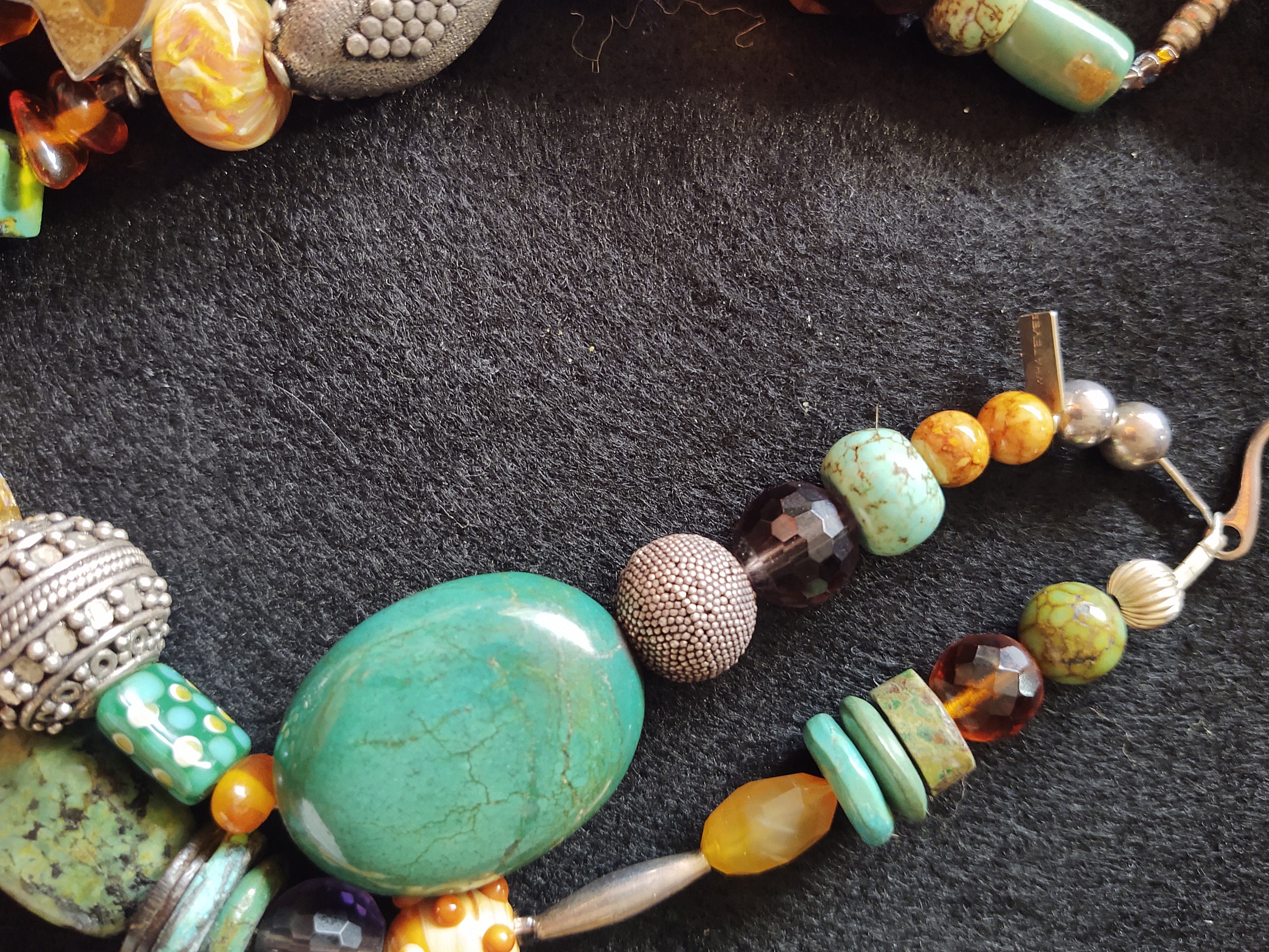 Beaded Necklace. Custom Designer Turquoise One of A Kind Neck Art ...