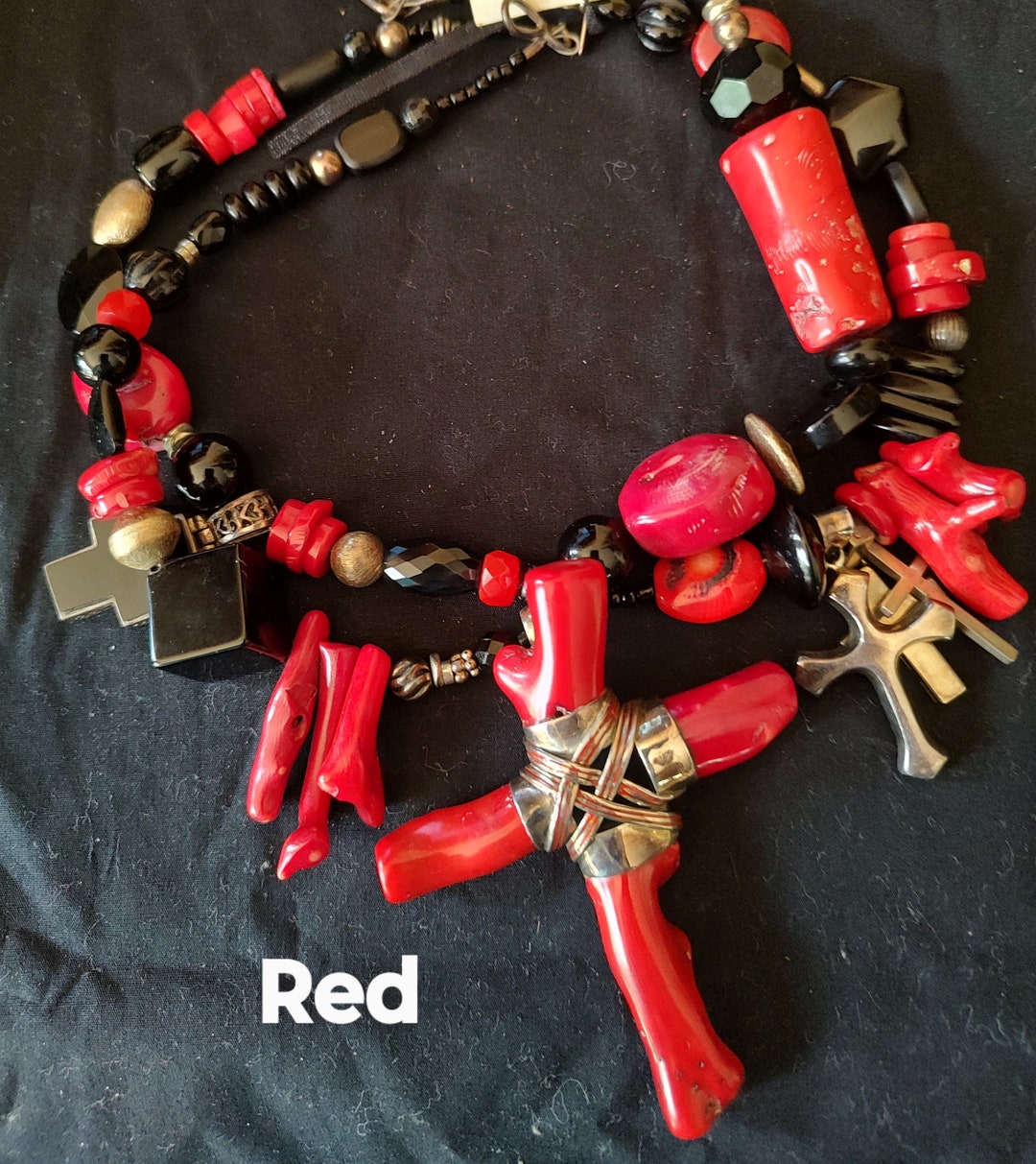 Unique One of a Kind Coral Cross Necklace. Custom Cross. Handmade ...