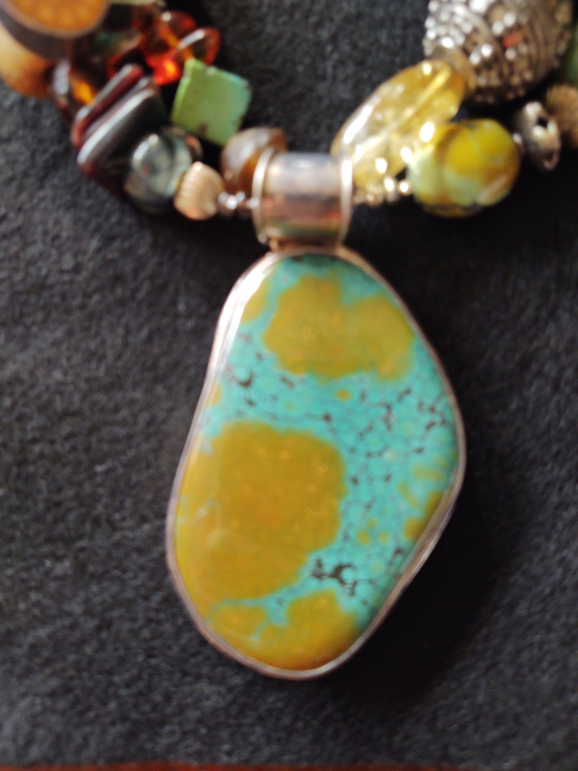 Beaded Necklace. Custom Designer Turquoise One of A Kind Neck Art ...