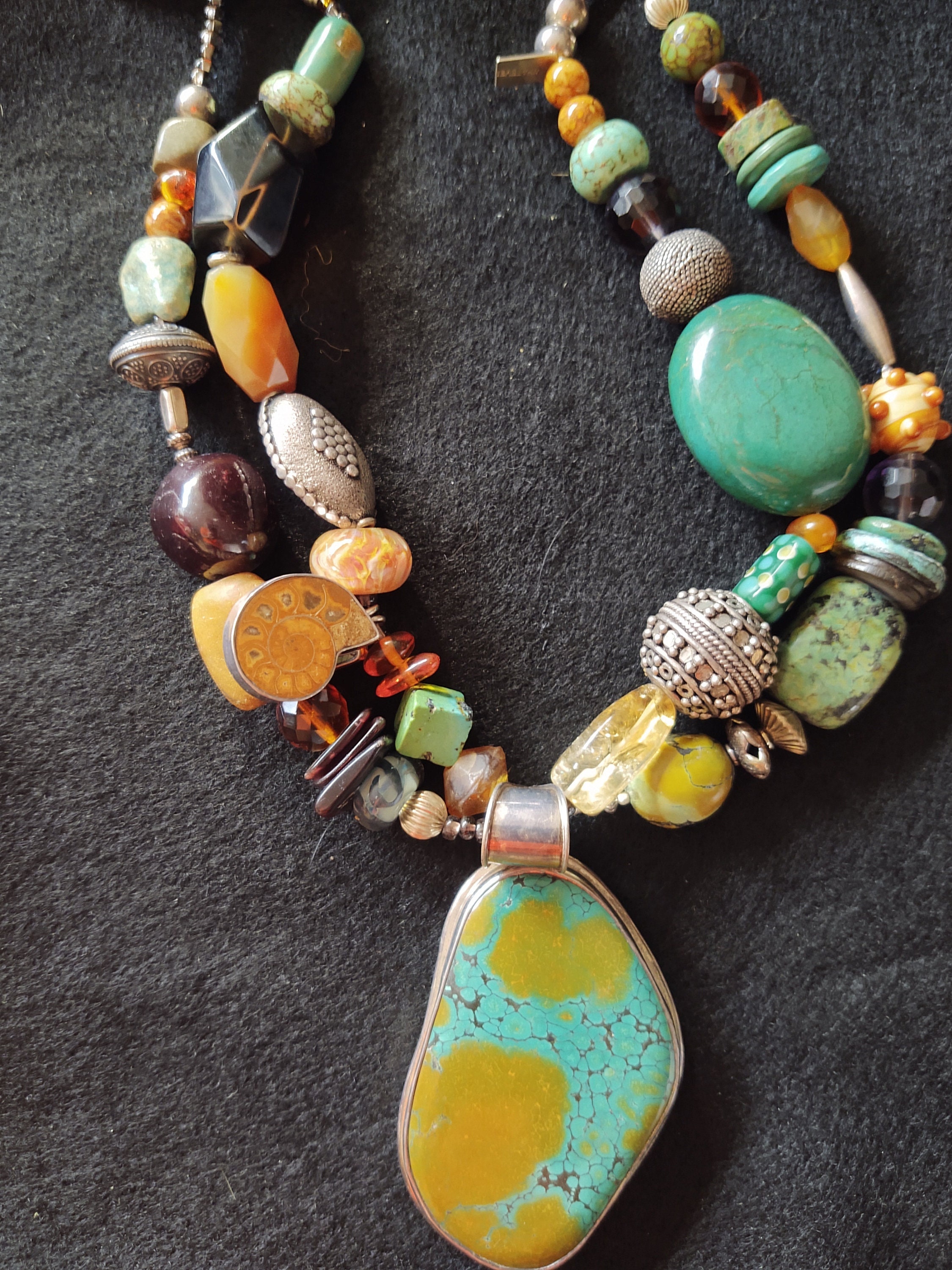 Beaded Necklace. Custom Designer Turquoise One of A Kind Neck Art ...