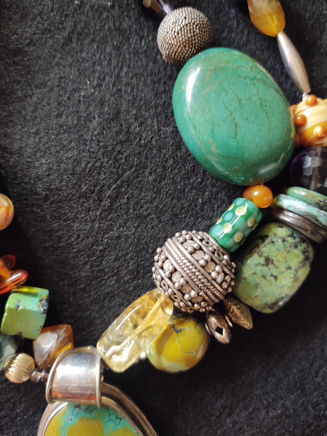 Beaded Necklace. Custom Designer Turquoise One of A Kind Neck Art ...