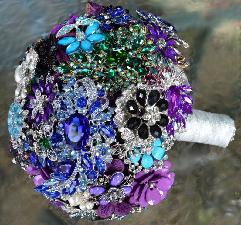 FULL PRICE CUSTOM Cascading Brooch Bouquet Peacock Broach | Etsy