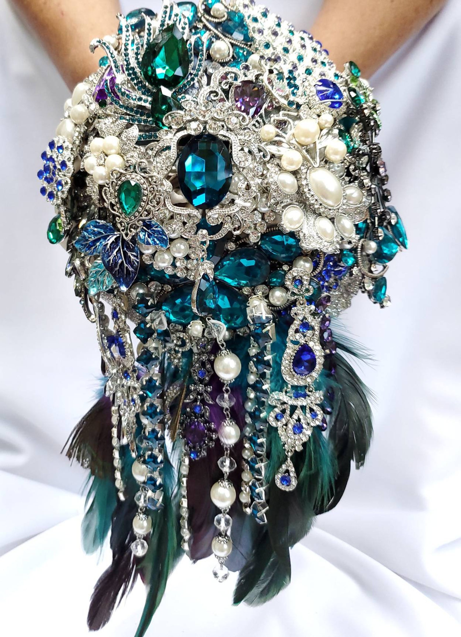 FULL PRICE CUSTOM Cascading Brooch Bouquet Peacock Broach - Etsy