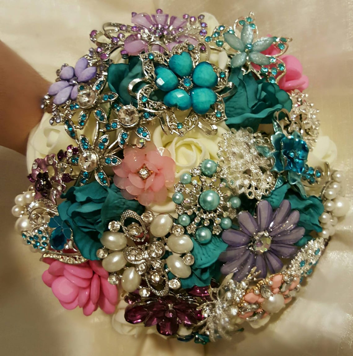 CUSTOM Order FULL PRICE Bridal Brooch Bouquet White Tuquroise | Etsy