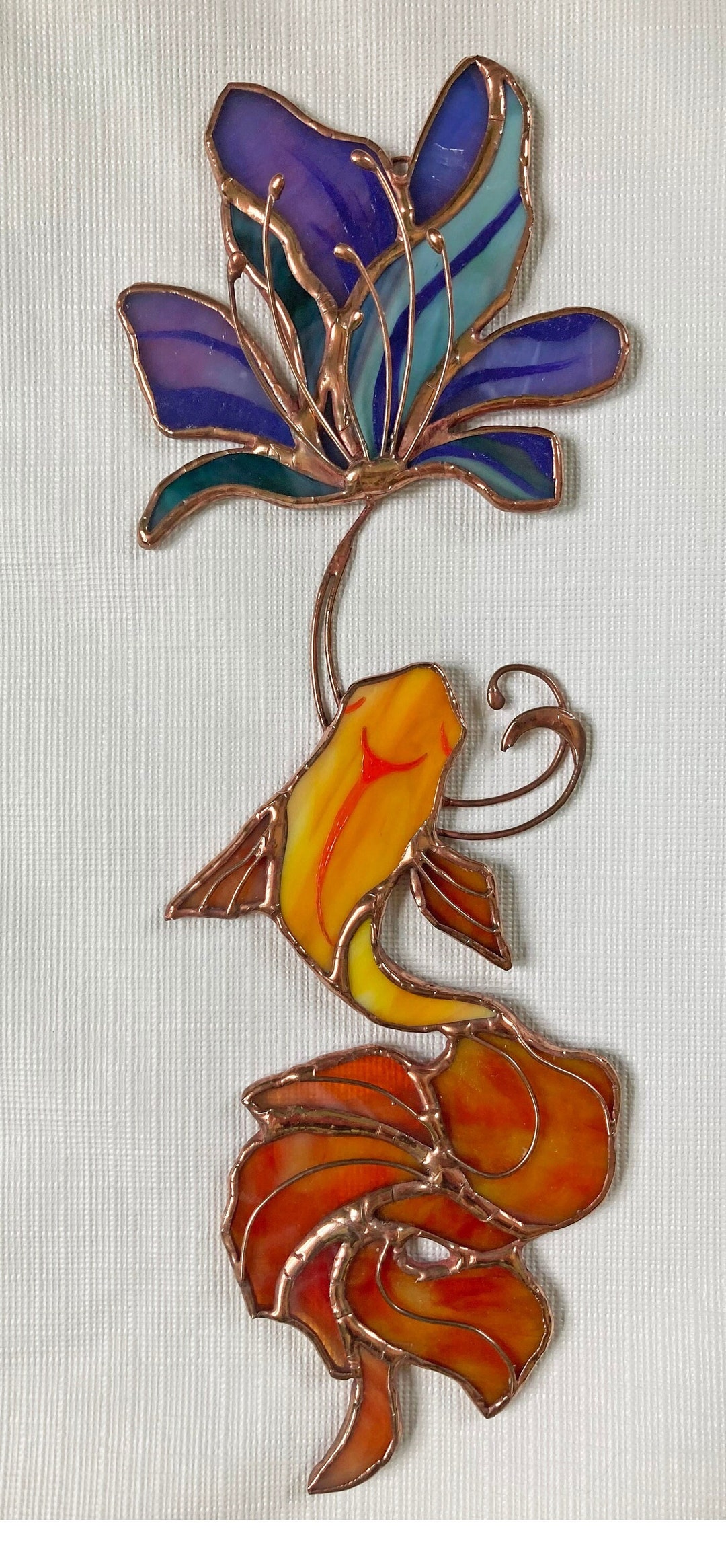 Stained Glass - Goldfish With Flower - Etsy