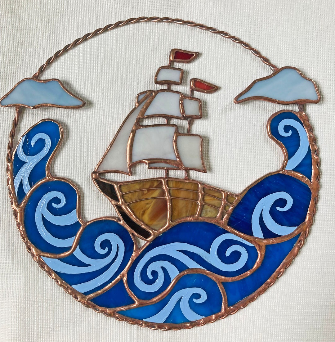 Stained Glass - Ship on Water - Etsy