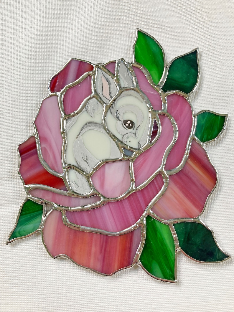 Stained Glass - Baby Bunny in Rose - Etsy