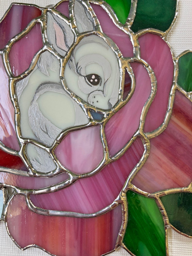 Stained Glass - Baby Bunny in Rose - Etsy