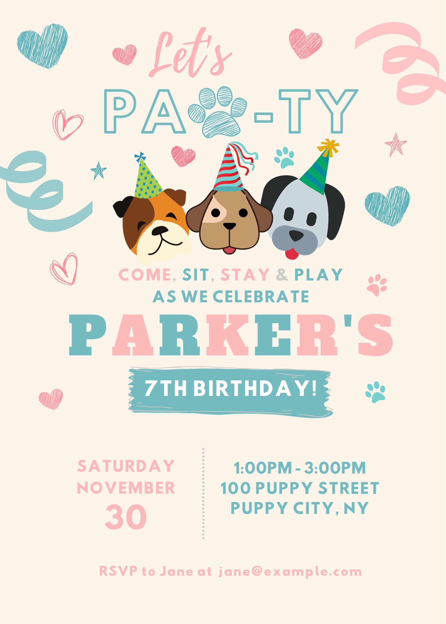 Dog Invitation, Puppy Birthday Invitation, Dog Party Invite, Dog ...