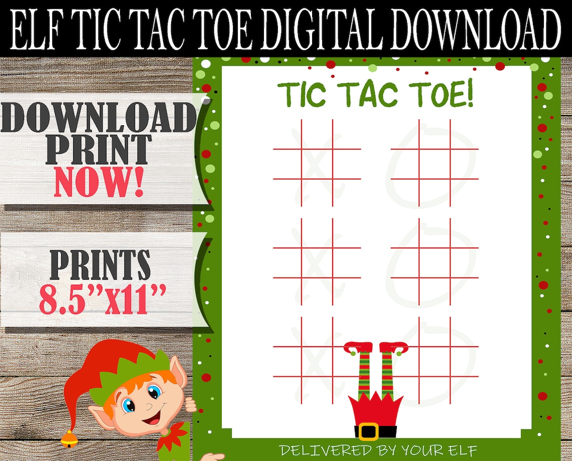 Elf Tic-tac-toe Printable, Kids Game From Elf, Elf Printable, Elf Tic ...