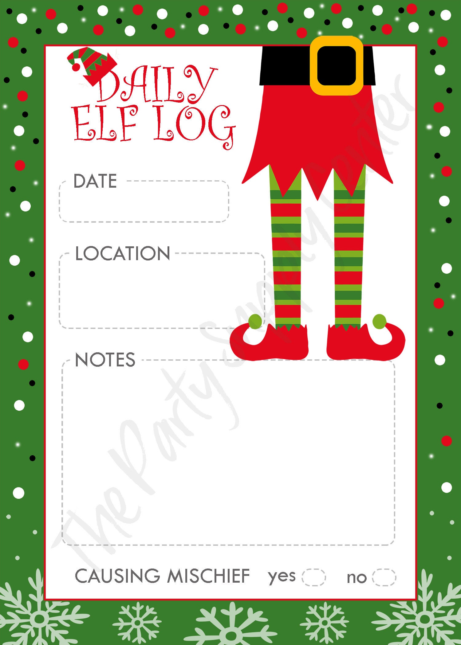Elf Printable, Daily Log Printable, Elf Daily Log, Christmas Elf Ideas ...