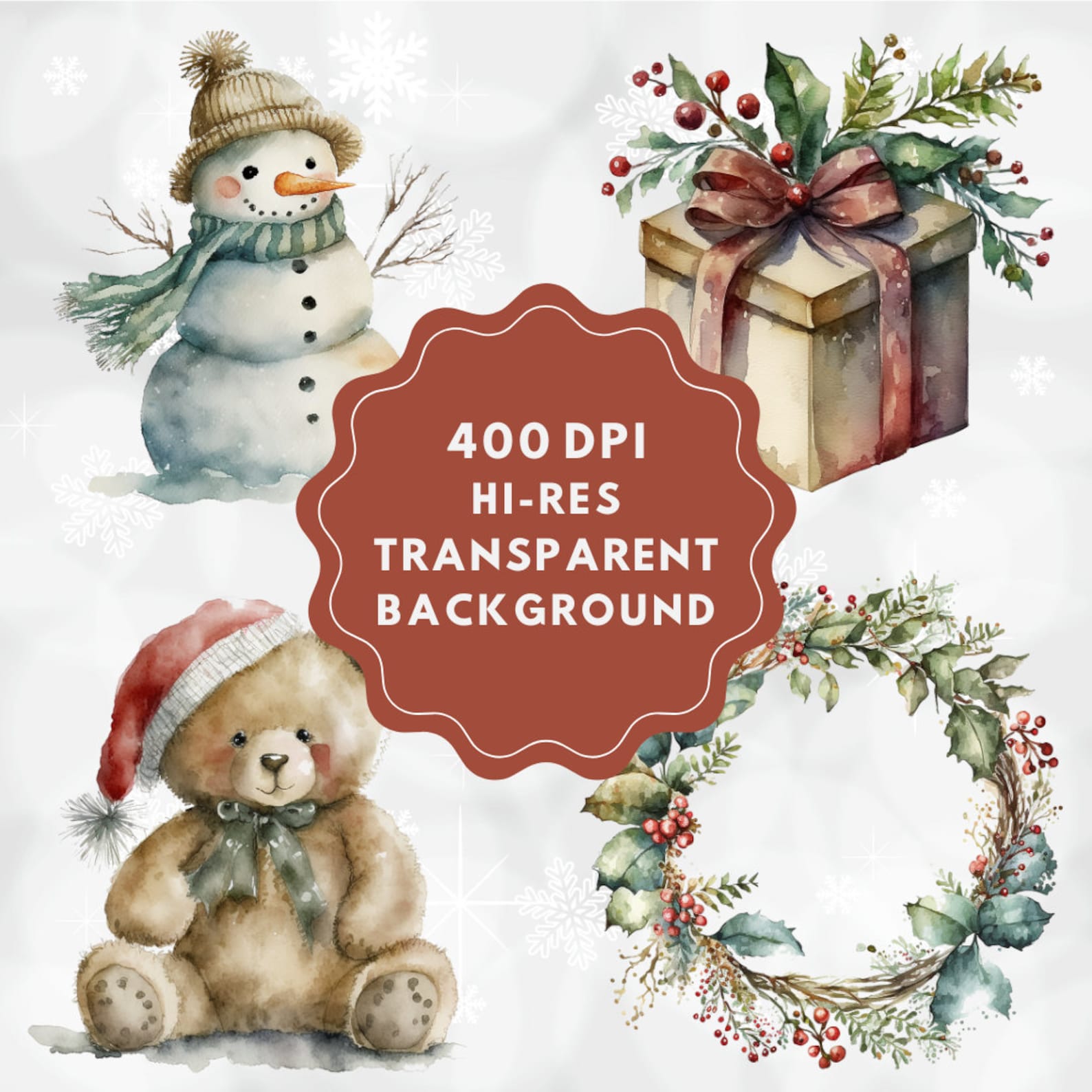 Christmas Watercolor Clipart, Christmas Clipart, Holiday Watercolor ...