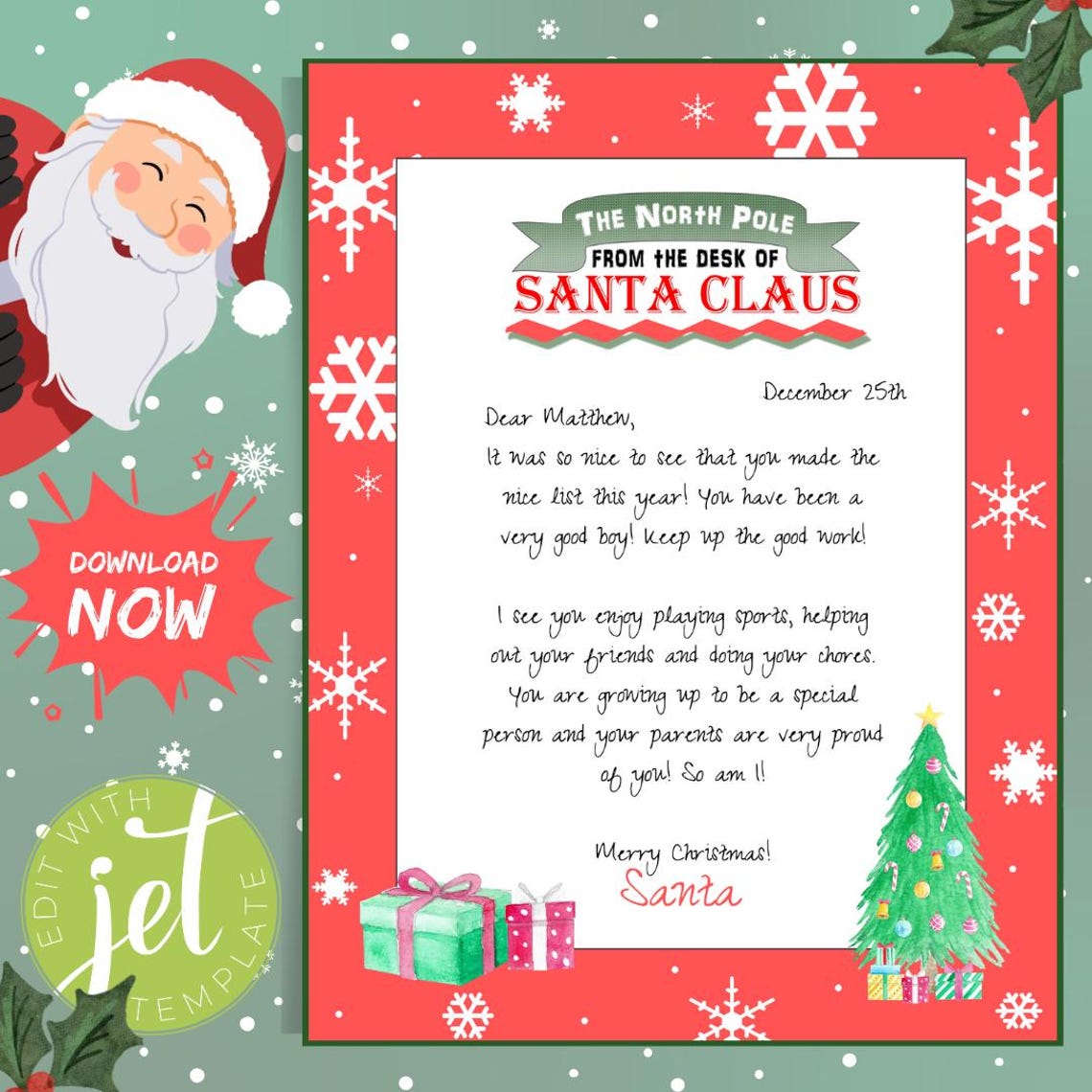 Santa Letter, Letter From Santa, Editable Santa Claus Letter, Letter ...