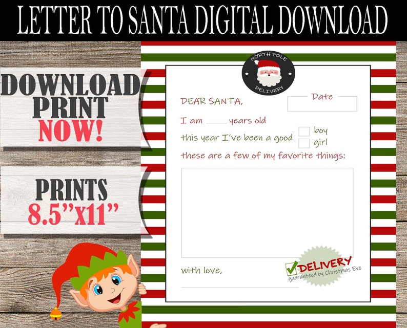 Santa Wish List Printable for Kids (digital Download) - Etsy