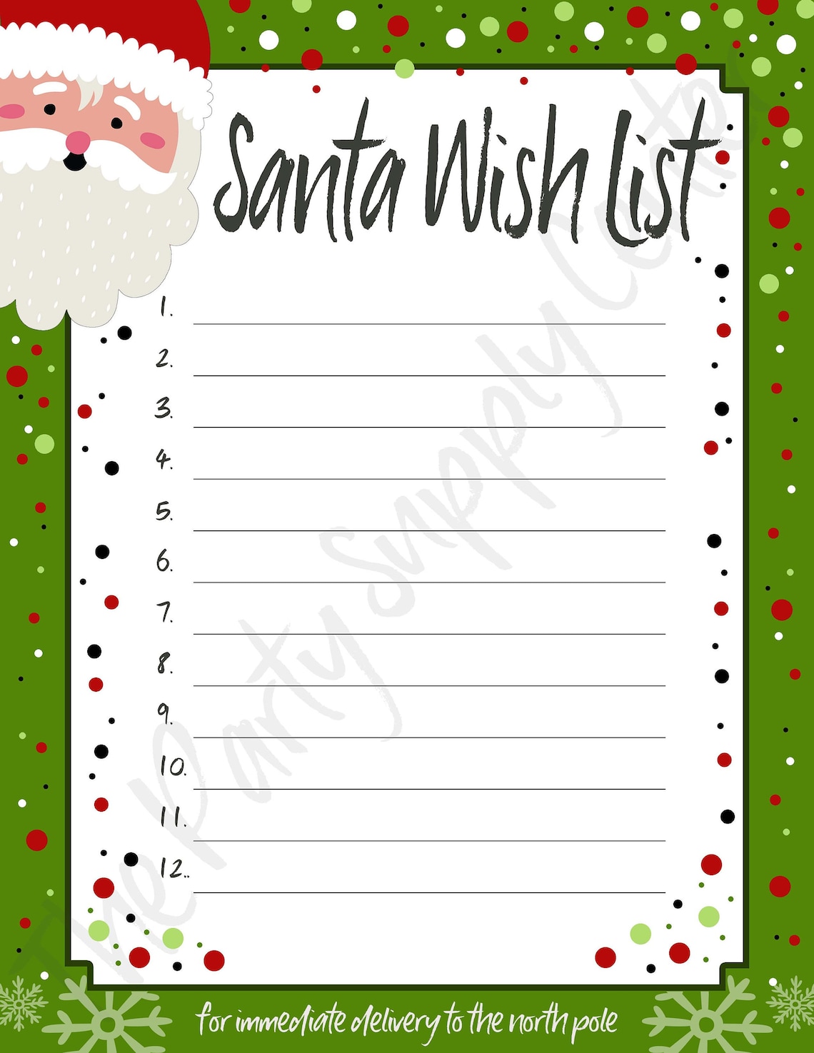 Santa Wish List Printable, Letter to Santa, Santa List, Christmas Santa ...