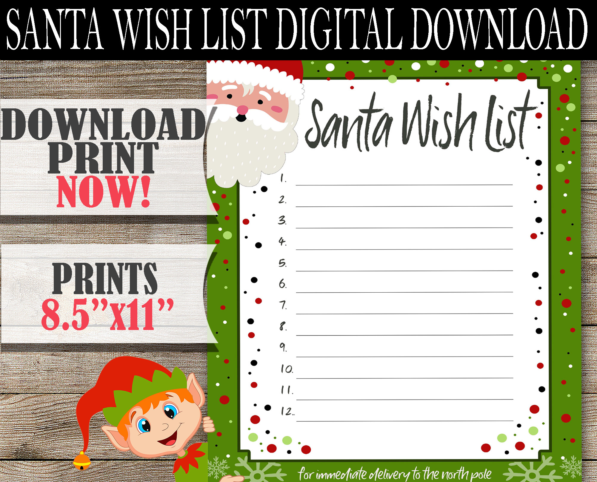 Santa Wish List Printable Letter to Santa Santa List - Etsy