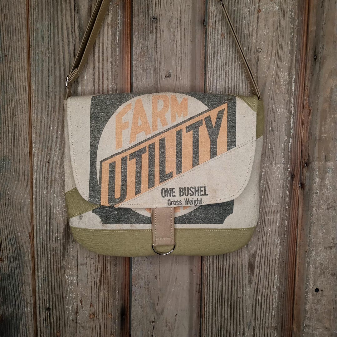 Antique Farm Utility Seed Sack Upcycled Messenger Bag - Etsy