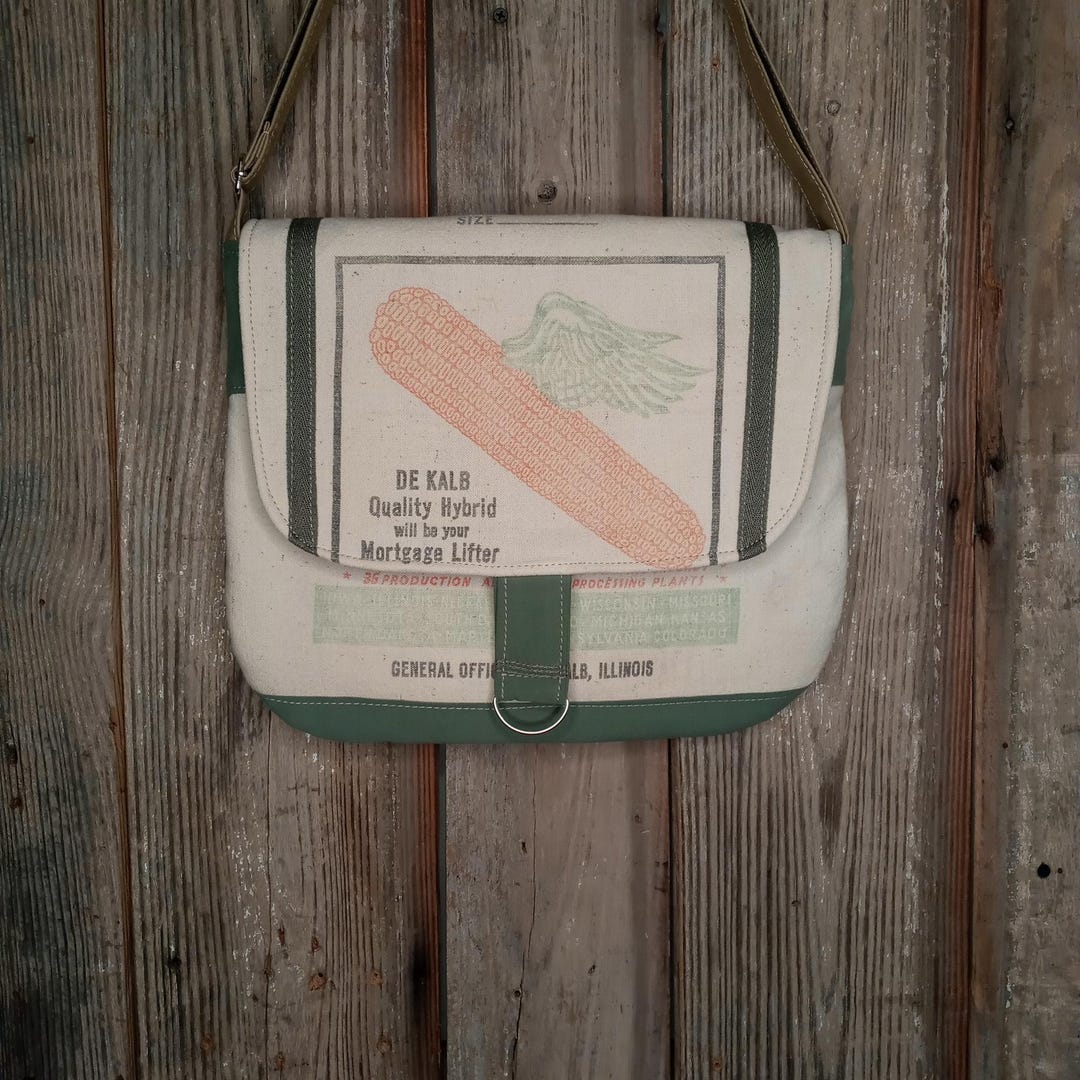 Vintage Dekalb Seed Sack and Reclaimed Cargo Pants Upcycled Messenger ...