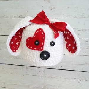 Valentines Puppy Hat Newborn Hat, Valentines Photo Prop, Puppy Love ...