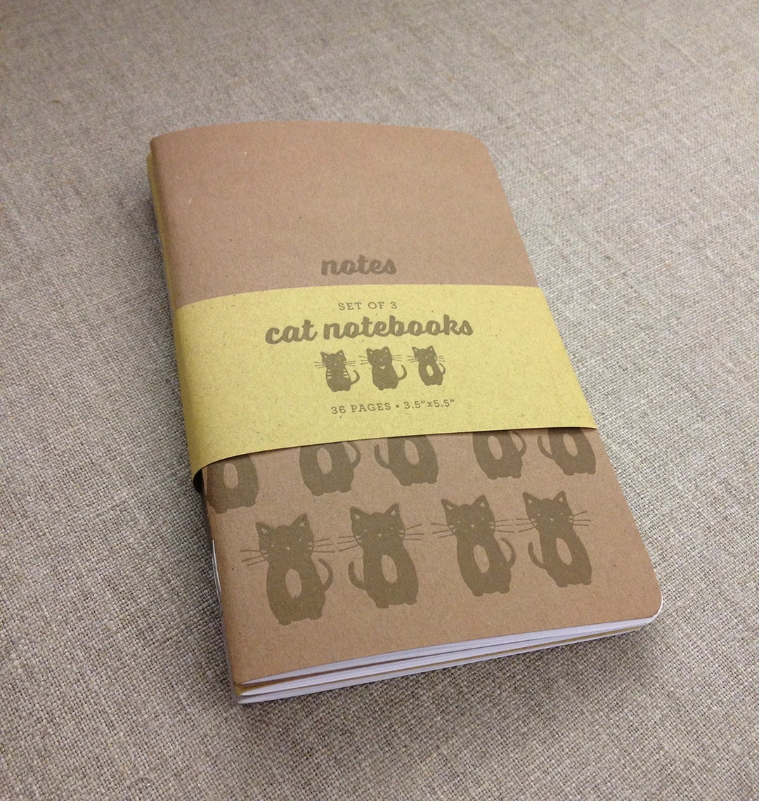 Letterpress-printed Cat Notebooks (set of 3) - Etsy