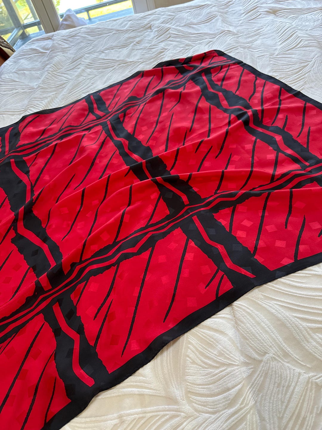 Rodier Silk Square Scarf Red Black With Original Tag - Etsy