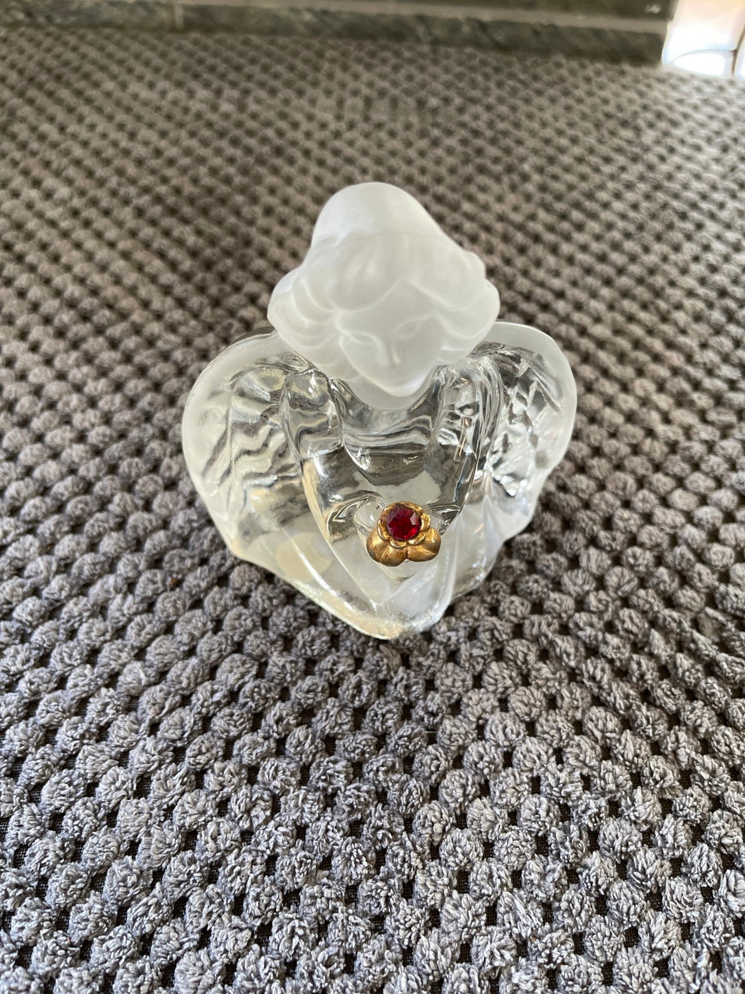 Fenton Guardian Angel Clear Glass Frosted Head Red Birthstone January ...
