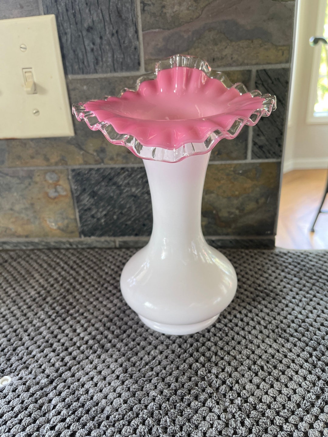 Fenton Pink Peach Crest Tulip Vase - Etsy