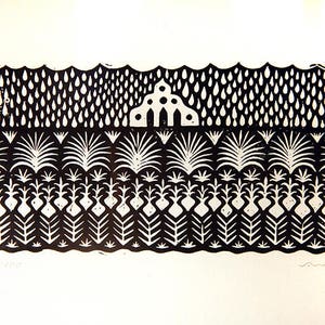 Garden Linocut Print, Farm House Lino, Country Farmhouse Cottage Print ...