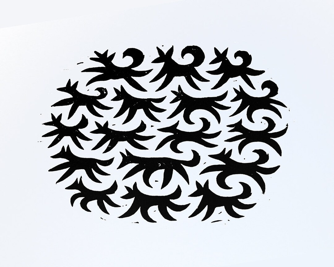 Wolves Linocut Art Print, Wolf Pack, Animal Pack, Lino Block Print - Etsy