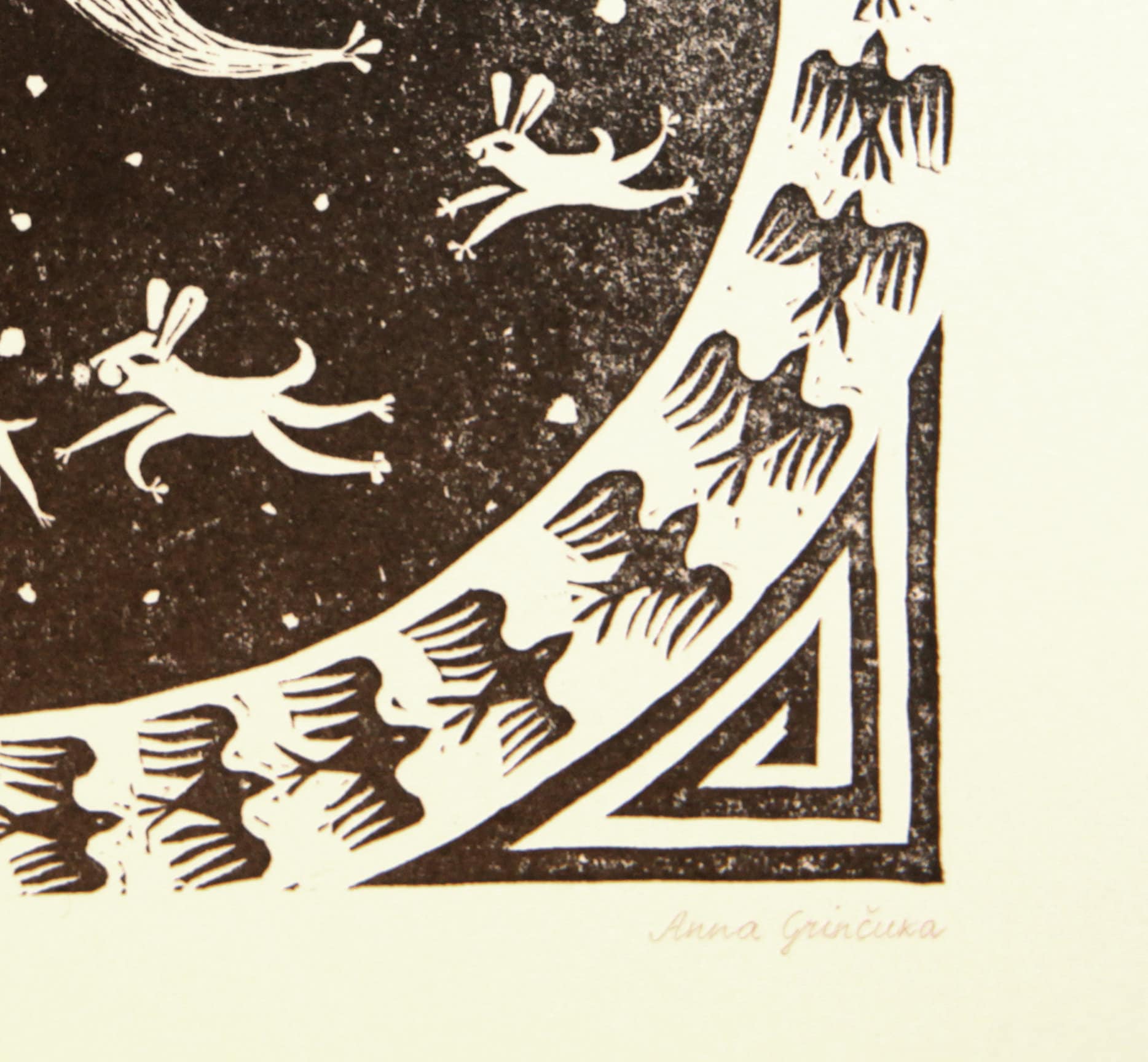 Linocut Print Sun Celestial Hare Rabbit Bunny - Etsy