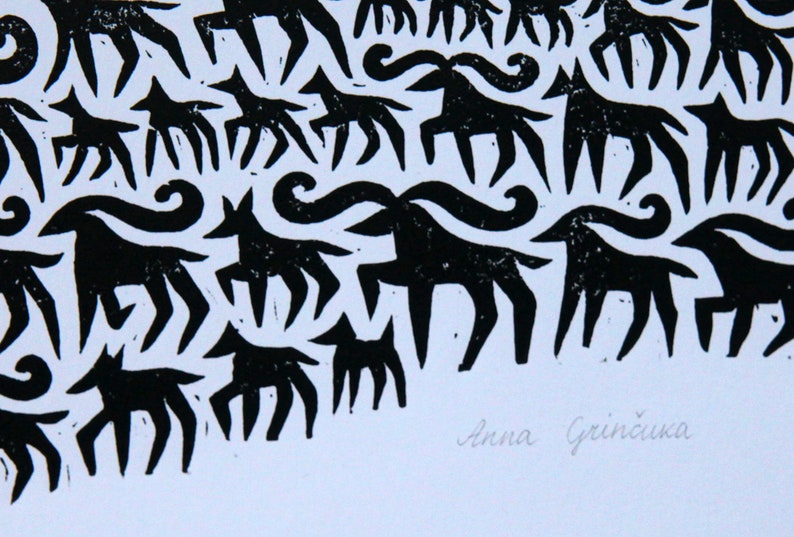 Large Linocut Print Big Migration Animal Pack | Etsy