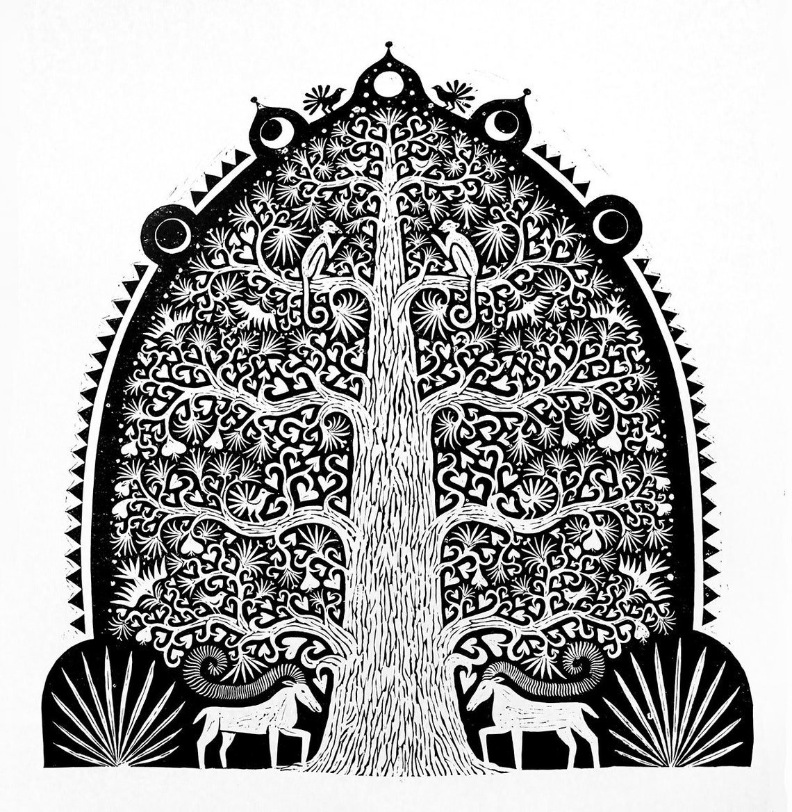 Large Linocut Print Big Linocut Print Tree of Life Print | Etsy