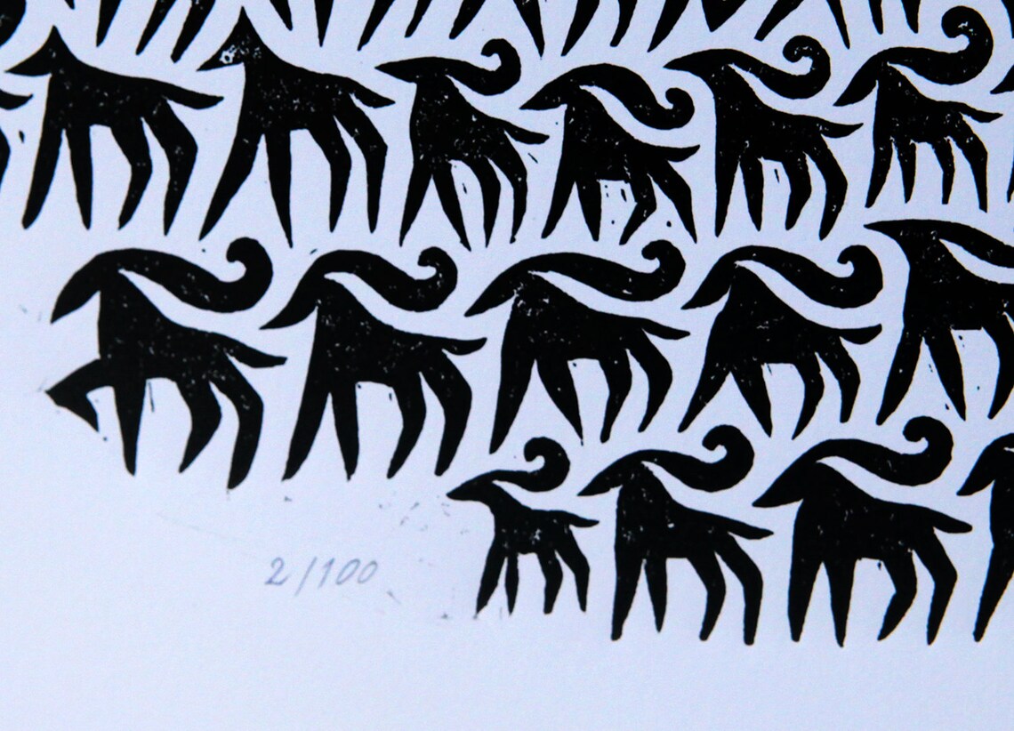 Large Linocut Print Big Migration Animal Pack | Etsy
