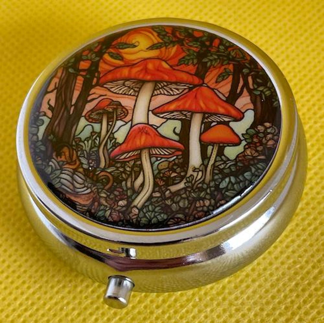 Mushroom Design Metal Stash Box Pill Box - Etsy