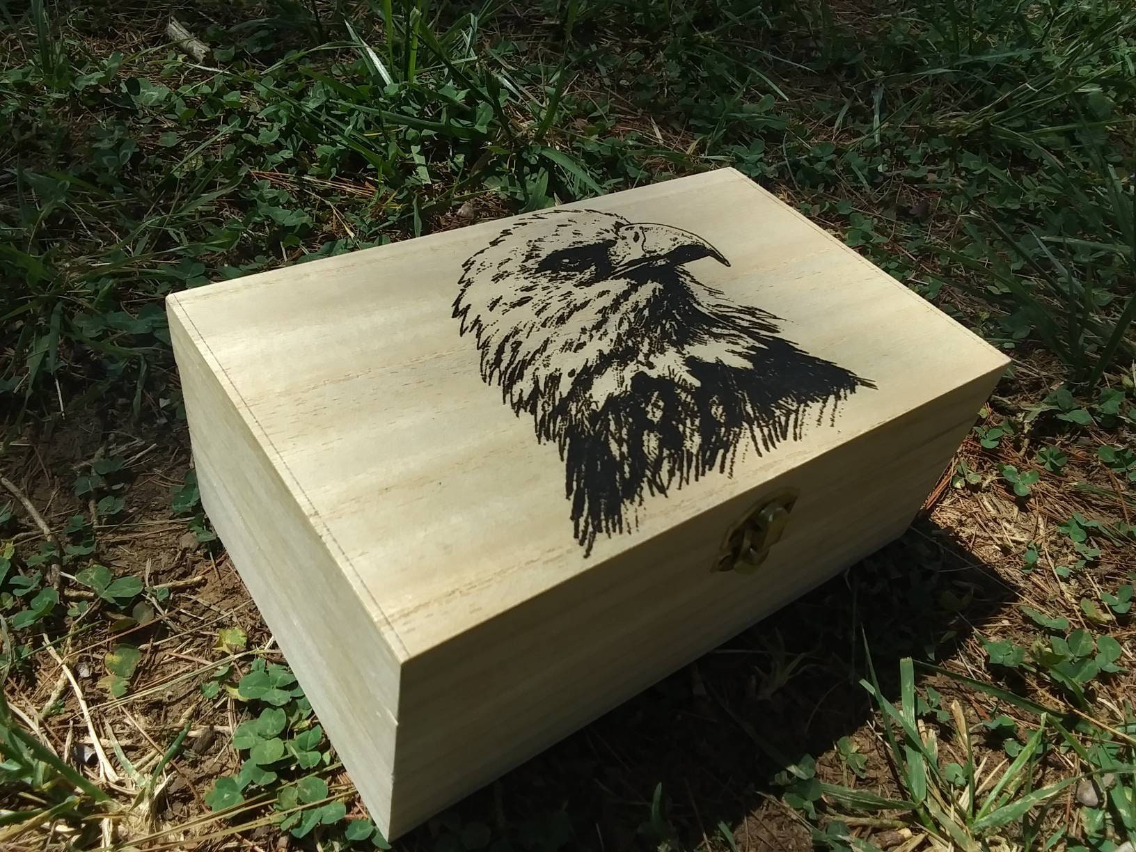 Bald Eagle Trinket Box, Memorial Storage Box, Engraved Wooden Box, Gift ...