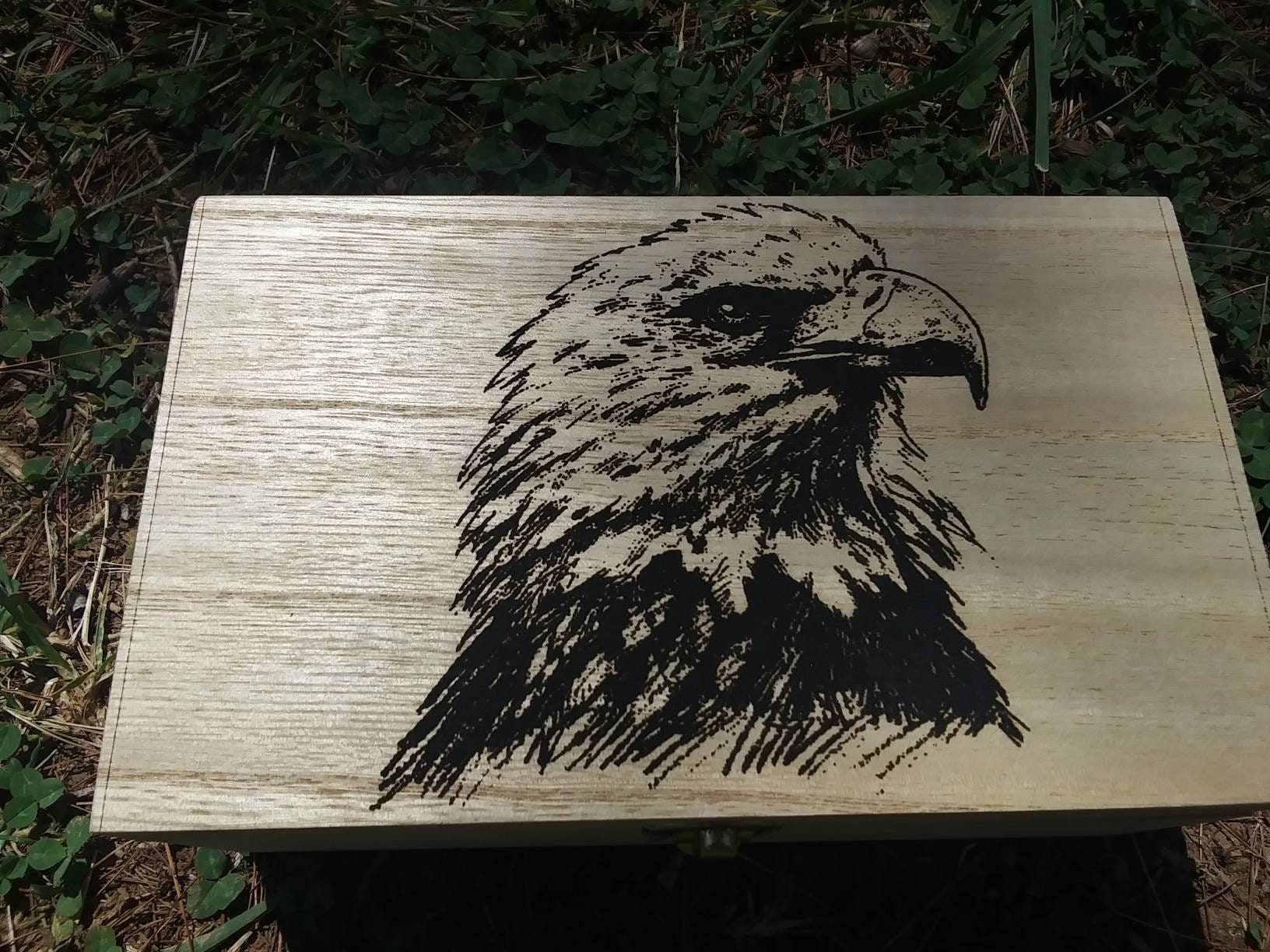 Bald Eagle Trinket Box, Memorial Storage Box, Engraved Wooden Box, Gift ...