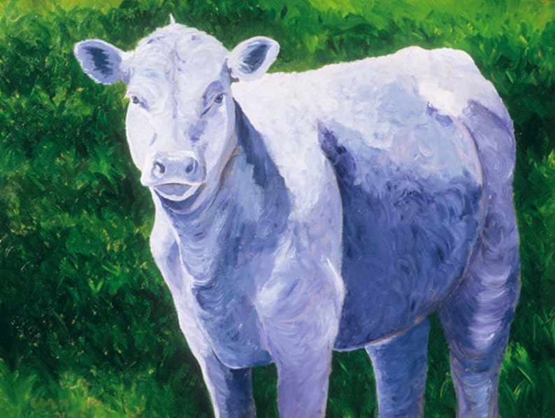 Cow Purple Large Fine Art Painting Print Fun Vibrant Color Art - Etsy