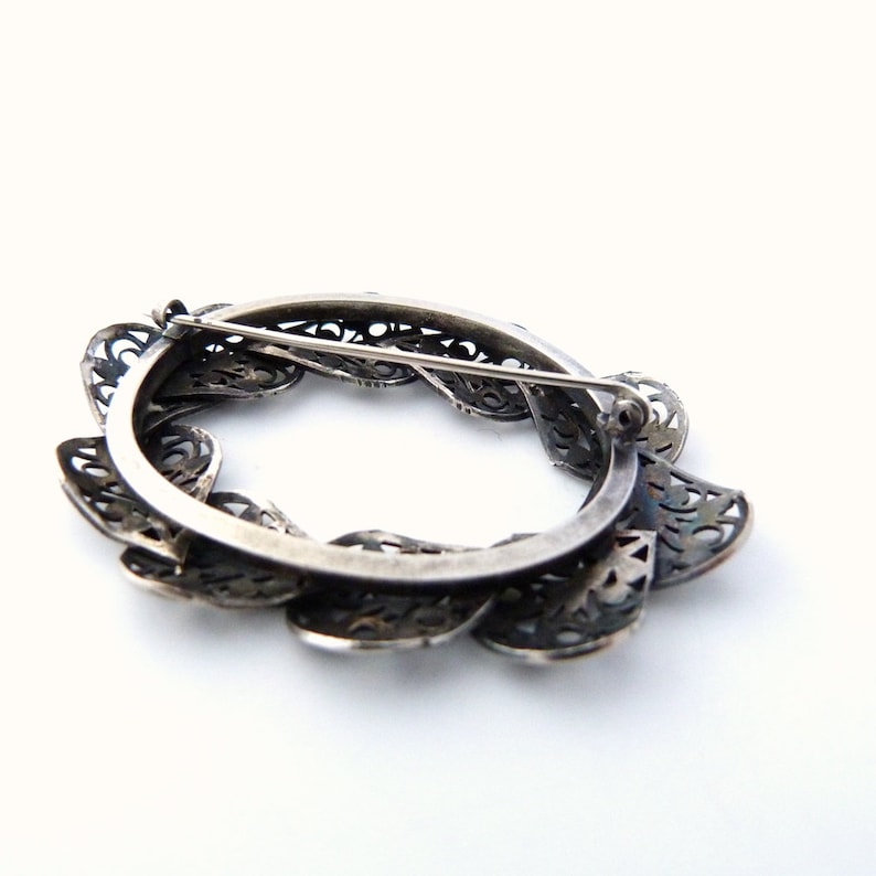 Vintage Silver Filigree Brooch 800 Silver Filigree Pin Oval - Etsy