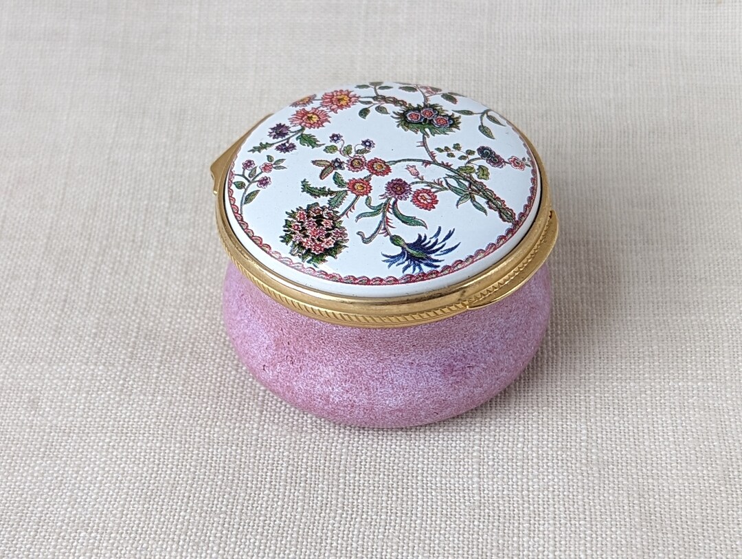 Vintage Alastor Enamels Pink Floral Enameled Trinket Ring Jewelry Box ...
