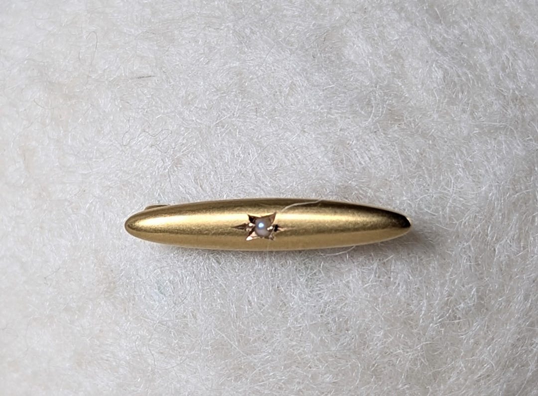 Victorian 14k Yellow Gold Bar Pin With Seed Pearl - Etsy