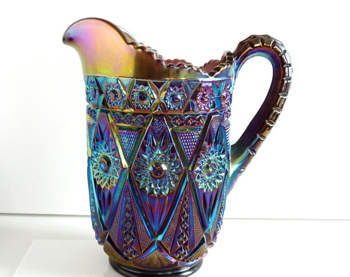 Vintage Carnival Glass Pitcher - Etsy