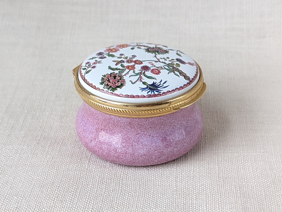 Vintage Alastor Enamels Trinket Box: Pink Floral Jewelry Pill Box - Etsy