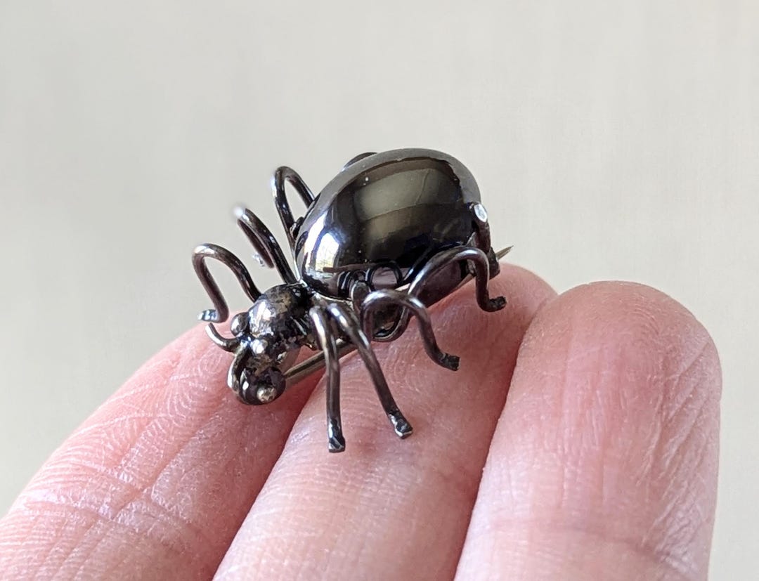 Vintage Silver and Hematite Spider Brooch Pin, 835 Silver Spider Brooch ...