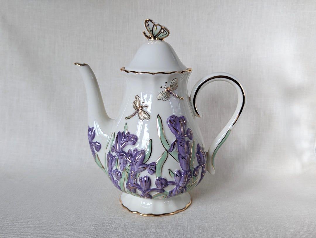 Lenox Springtime Splendor Fine China Teapot With Purple Irises and ...