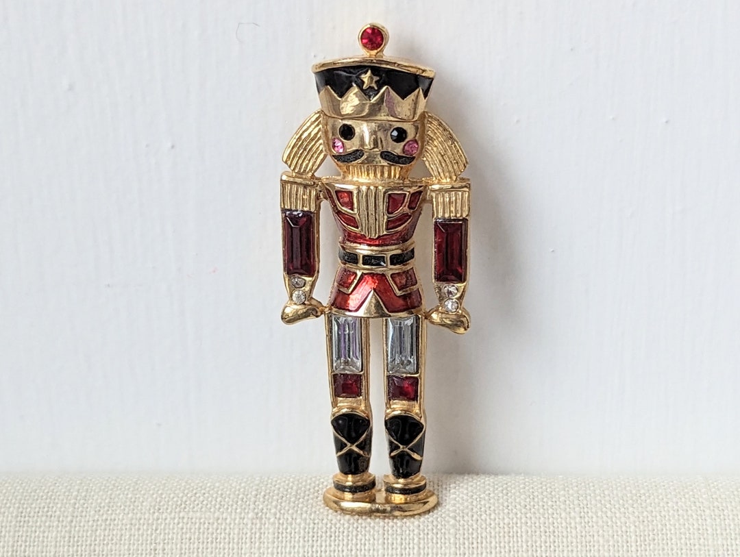 Vintage Monet Nutcracker Brooch Pin With Rhinestone, Monet Pin, Mid ...