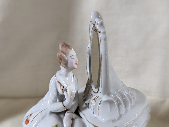 Antique Porcelain Jewelry Box made in Japan, Woman Fi… - Gem